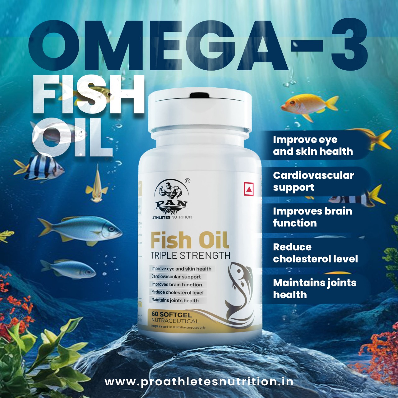 PAN Fish Oil Triple Strength 60 Capsules for Heart & Brain