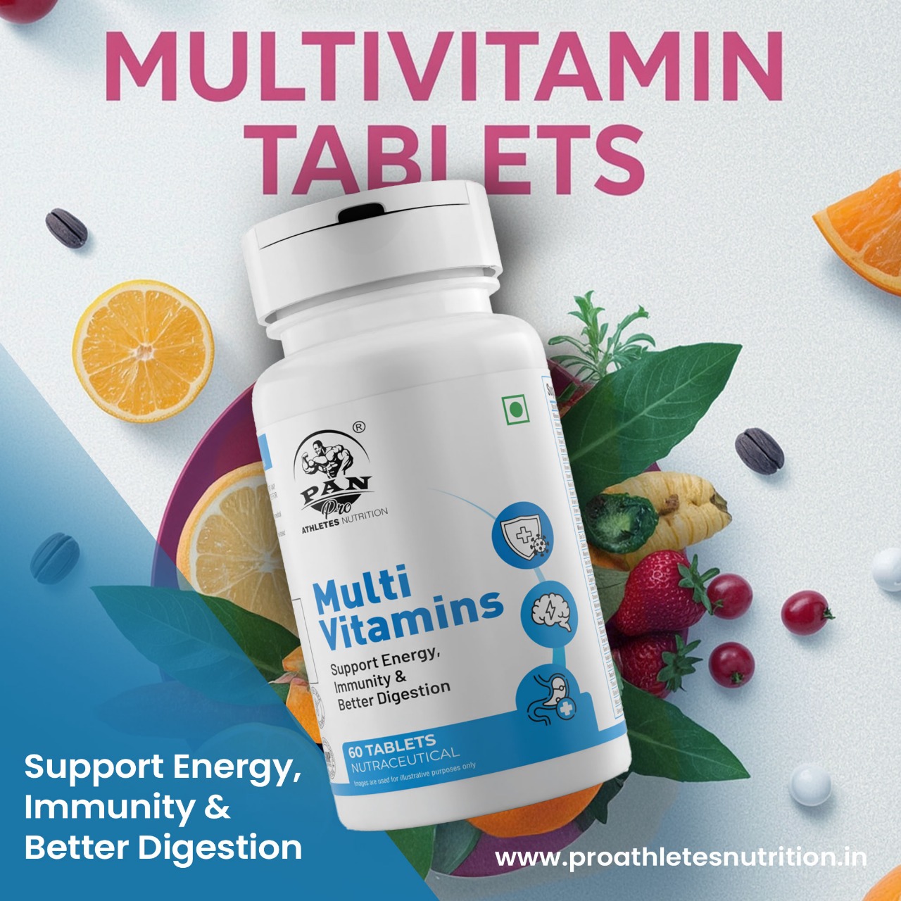 PAN Multivitamins – 60 Tablets for Energy, Immunity & Digestion Support ...